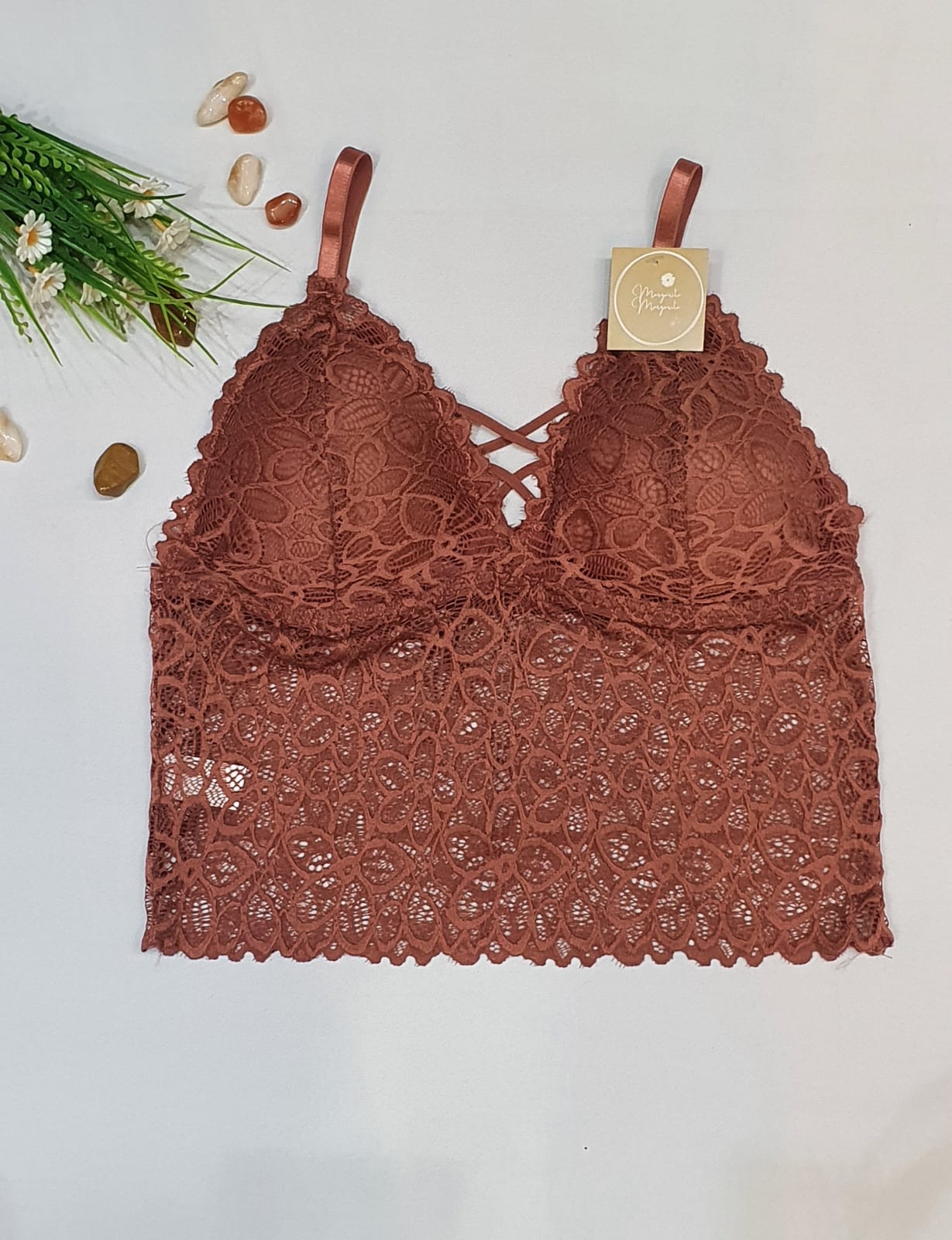 Bralette India de encaje y algodón - Margarita Margarita / Red and Black