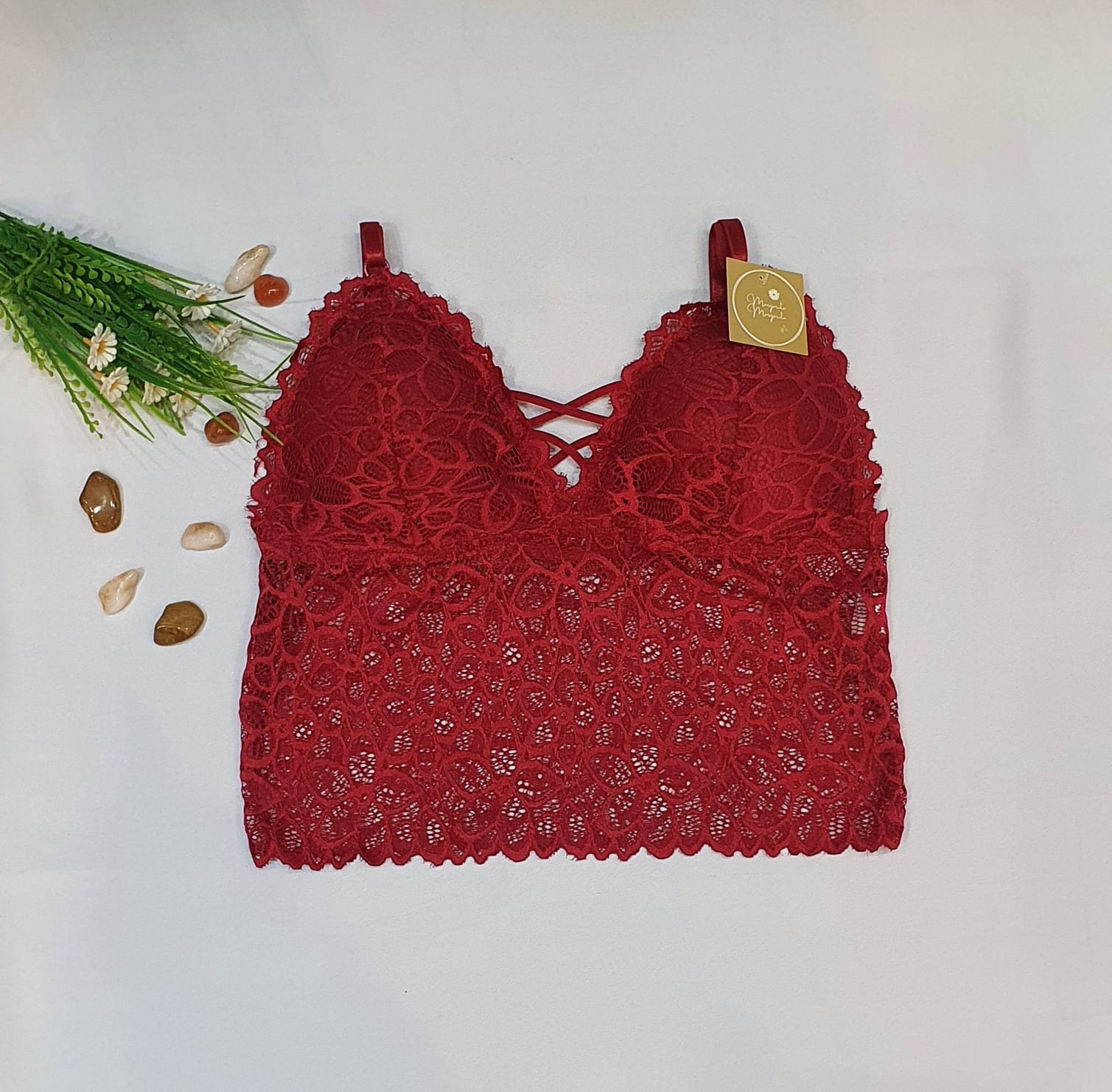Bralette India de encaje y algodón - Margarita Margarita / Red and Black